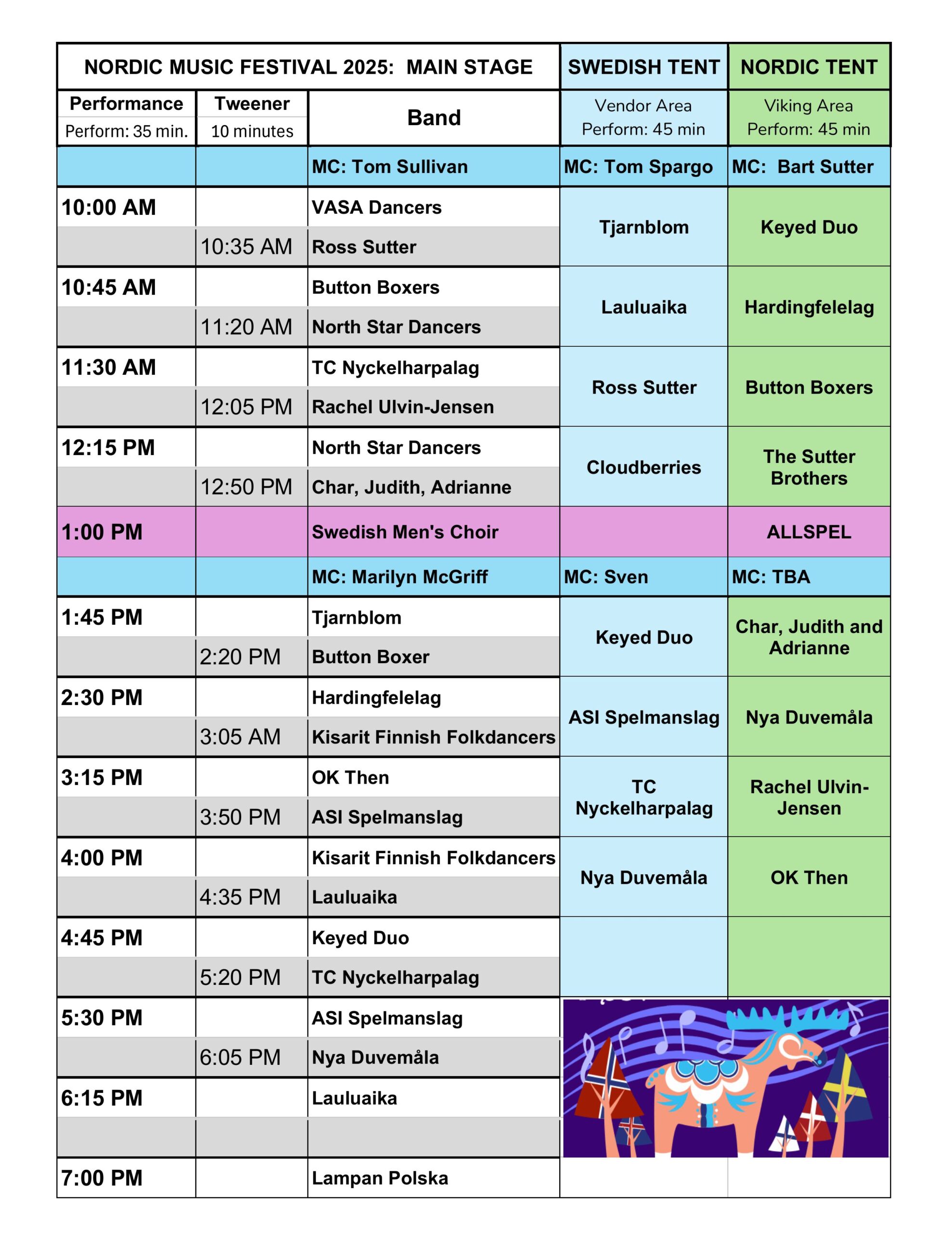 Schedule – Nordic Music Fest | Victoria, MN